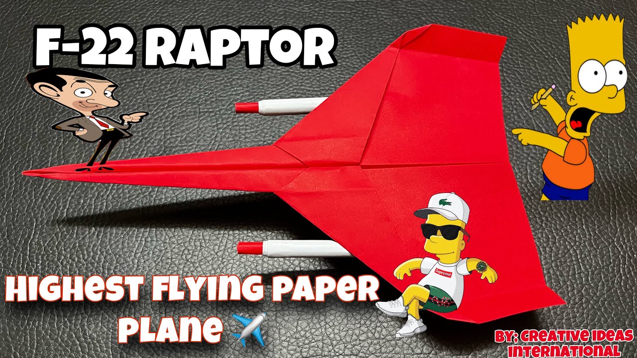 F-22 Raptor Thunderbolt Jet Fighter | origami paper airplane - YouTube