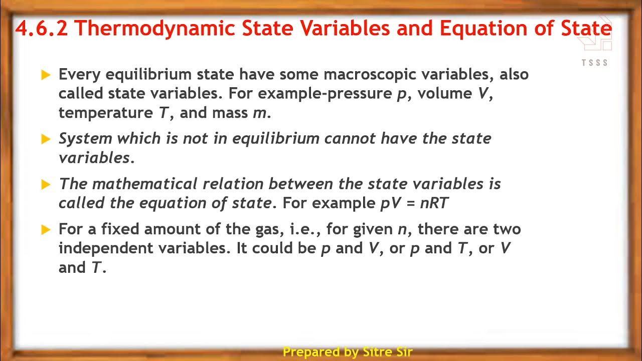 4 6 2 Thermodynamics state variables equation state| SYJC | XII ...