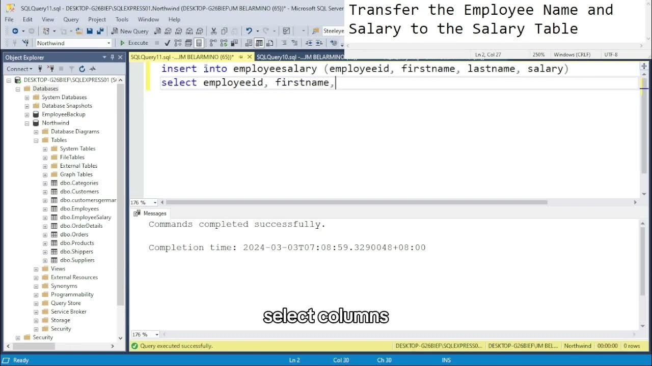 INSERT INTO SELECT Statement in MSSQL - YouTube