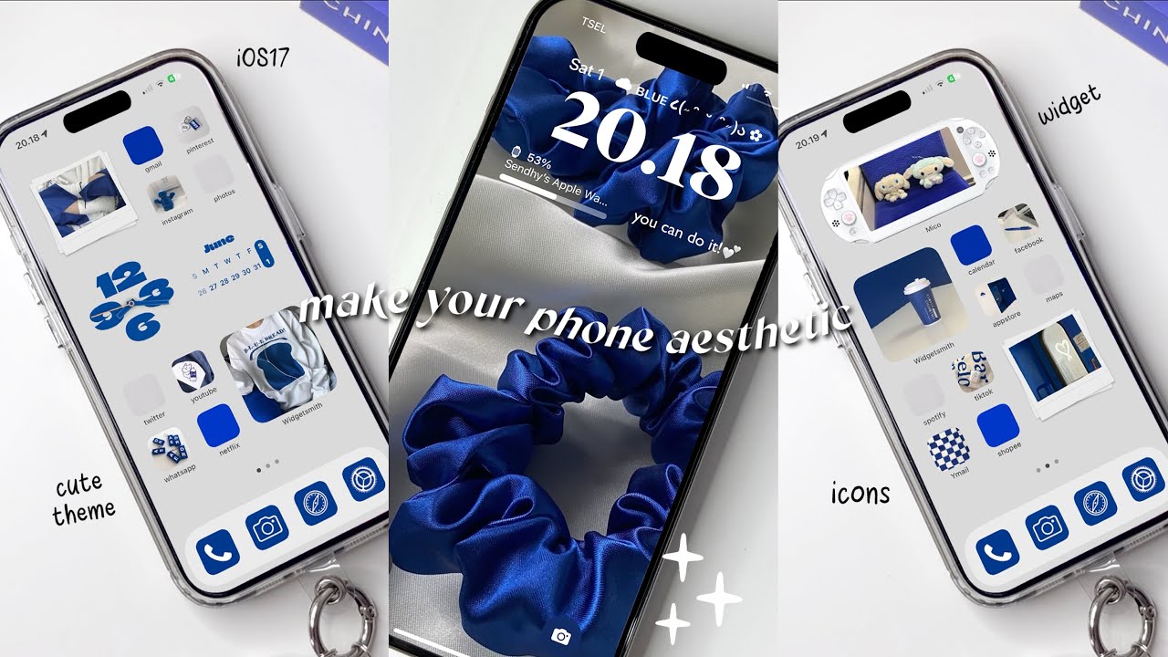 iOS17 AESTHETIC DARK BLUE CUSTOMIZATION ~ widget, icons and wallpapers ...