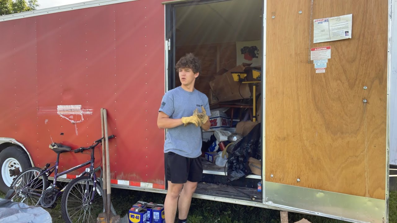 cleaning out a trailer and getting the ‘64 out - YouTube