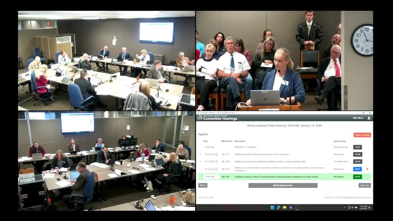 Discussion of Ten Commandments bill in North Dakota legislative ...