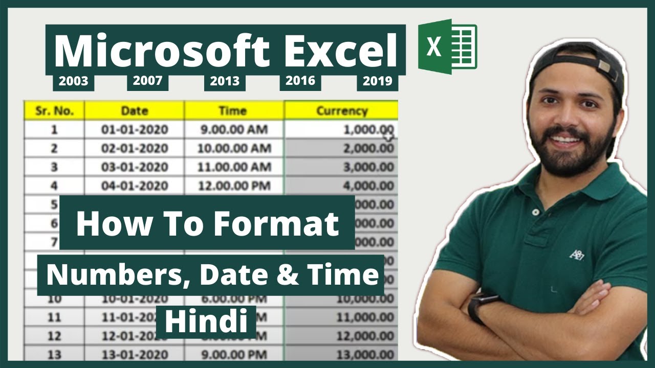 How To Format Numbers, Dates & Time In Excel In Hindi | Part 9 - YouTube