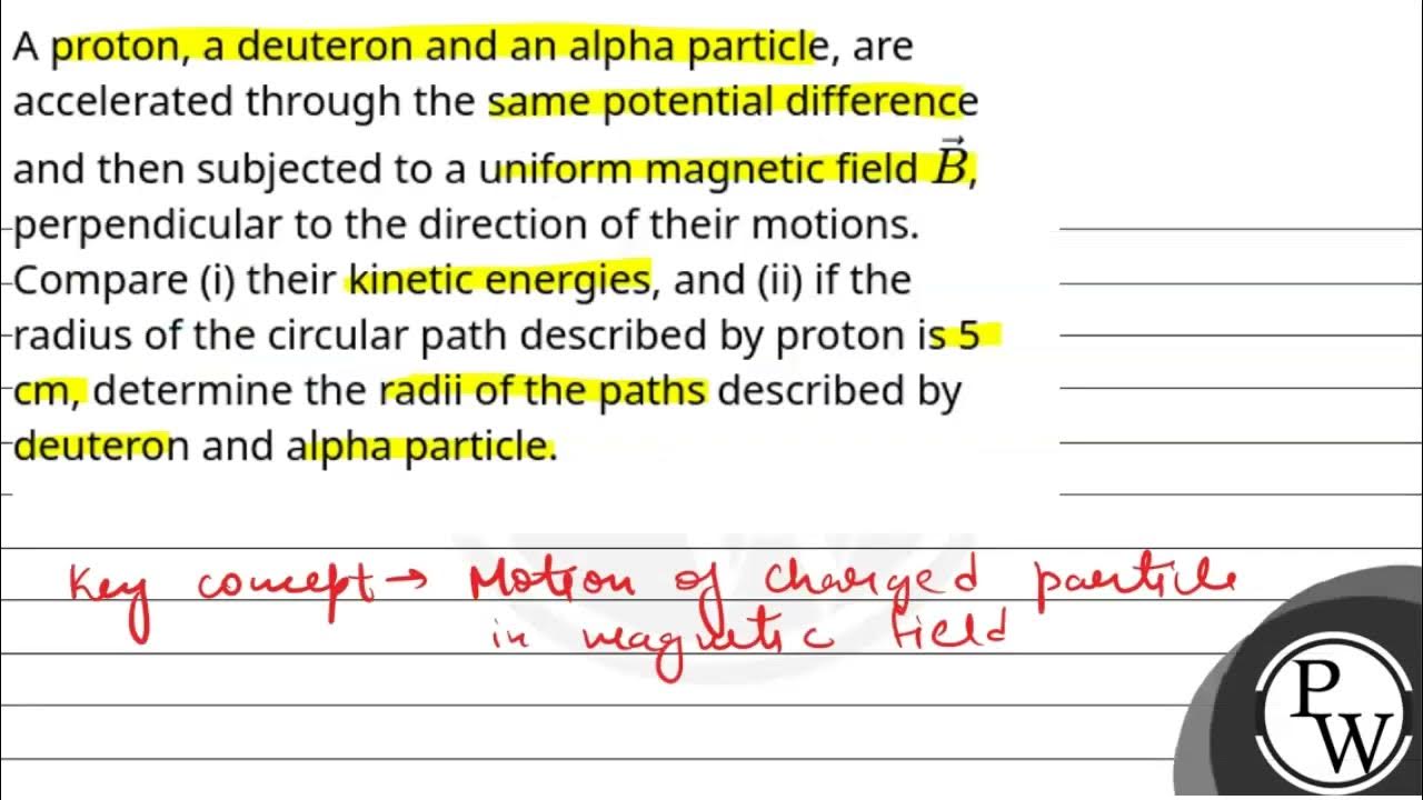 A proton, a deuteron and an alpha particle, are accelerated through the same potential differenc ...