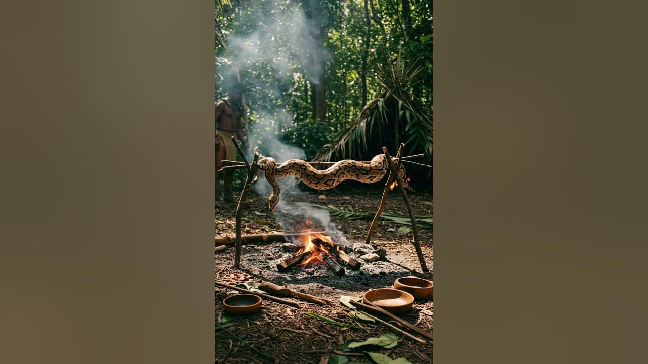Cooking a Whole Python Over an Open Fire - YouTube