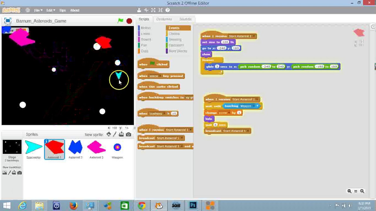 Scratch - Make an Asteroids Game - 16 - Playing The Game - YouTube