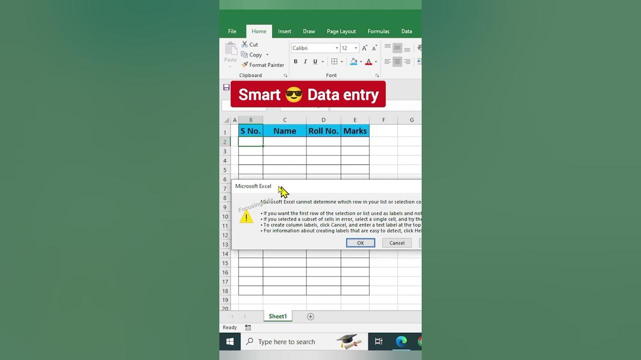 How to do data entry work in Excel tips and tricks #exceltips #tutorial #focusinguide #shorts ...
