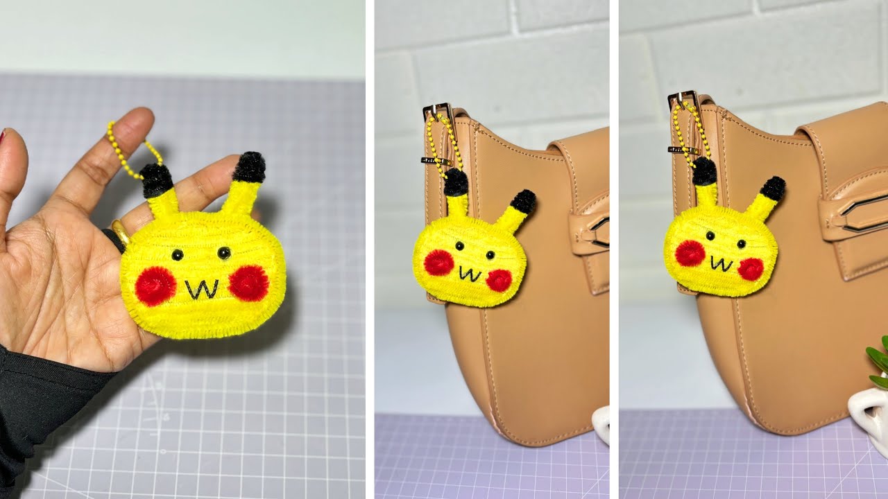 Pokemon Pikachu Keychain With Pipe Cleaner - Keychain With Fuzzy Wire ...