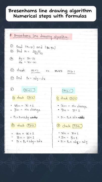 Bresenhams line drawing algorithm numerical steps to solve & formulas # ...