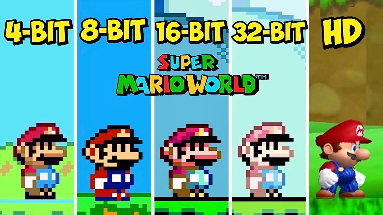 Super Mario World 4 BIT Vs 8 BIT Vs 16 BIT Vs 32 BIT Vs HD which Is