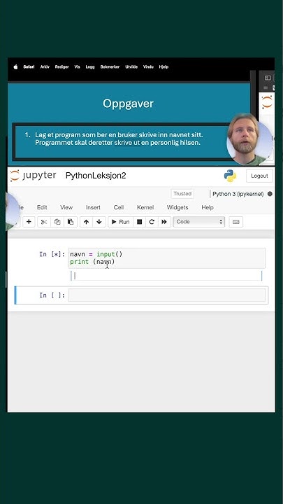 Grunnkurs Python, Lag et program som ber en bruker skrive inn navnet sitt - YouTube