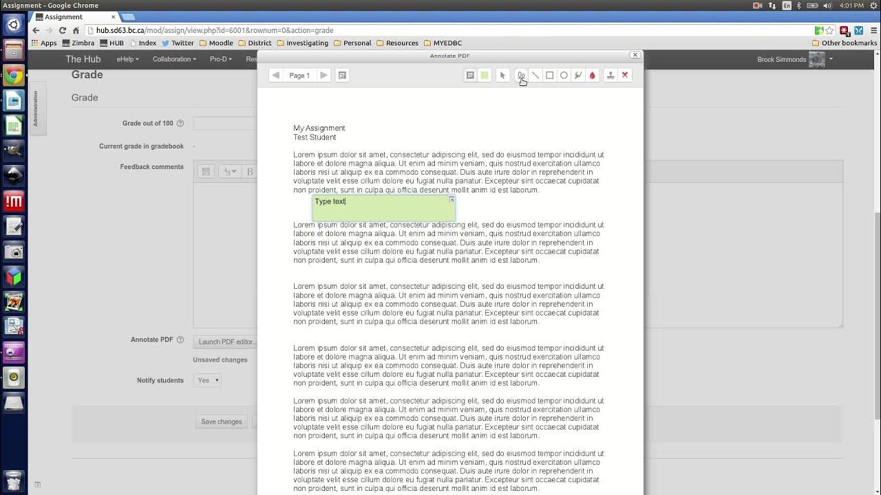 Moodle: Using Annotate PDF to mark assignments - YouTube