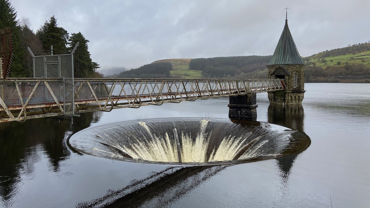 Ponsticill Reservoir - Bell Mouth Overflow - YouTube