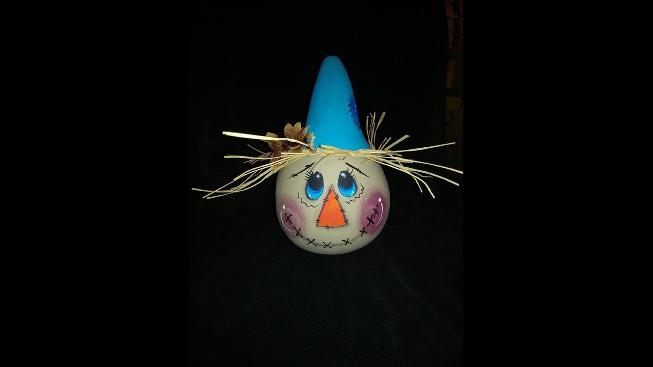 Dried gourd hand painted scarecrow - YouTube