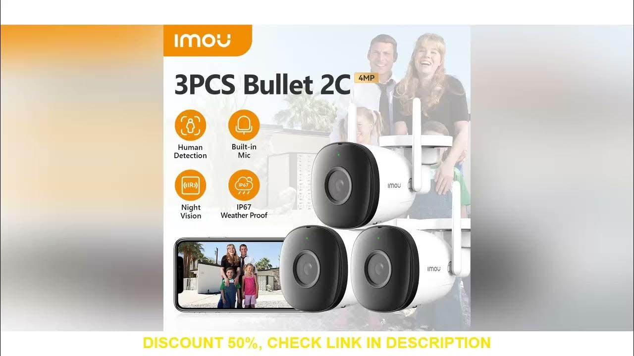 IMOU 3PCS Bullet 2C 4MP Wifi Camera Weatherproof AI Human Detection ...