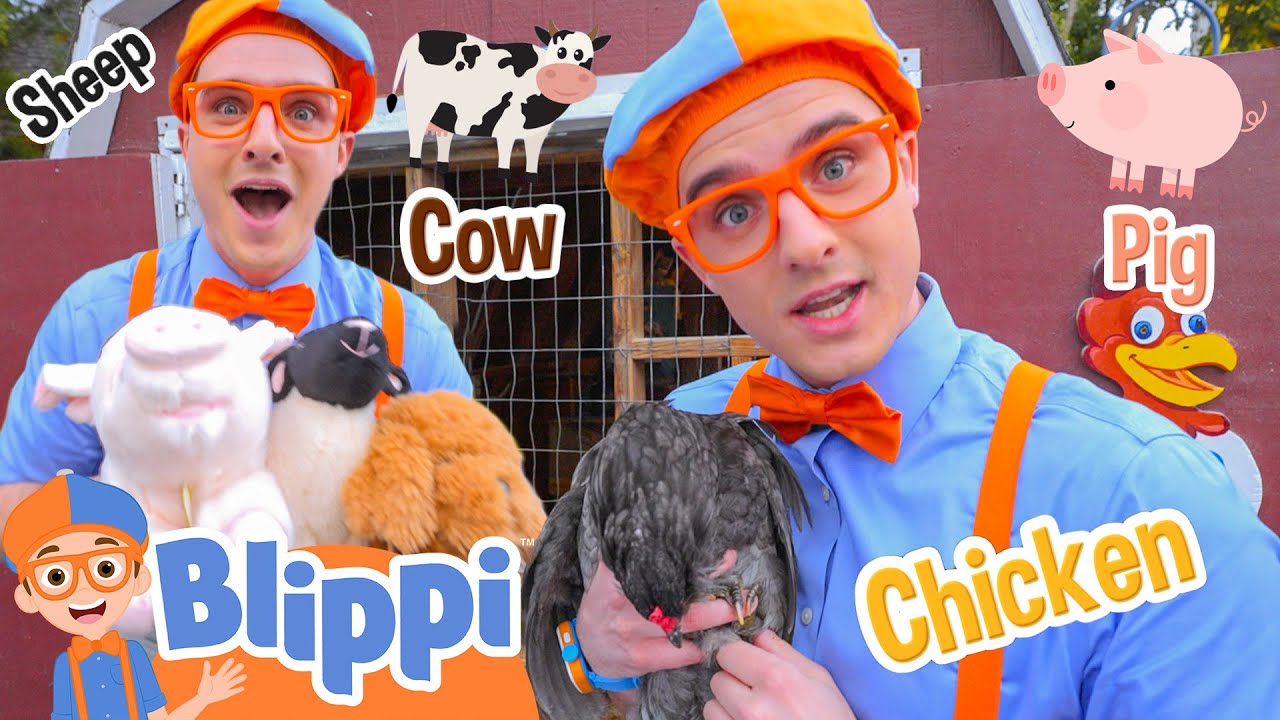Blippi Plays With Toy and REAL Farm Animals 🐔 Animals for Kids | Blippi ...
