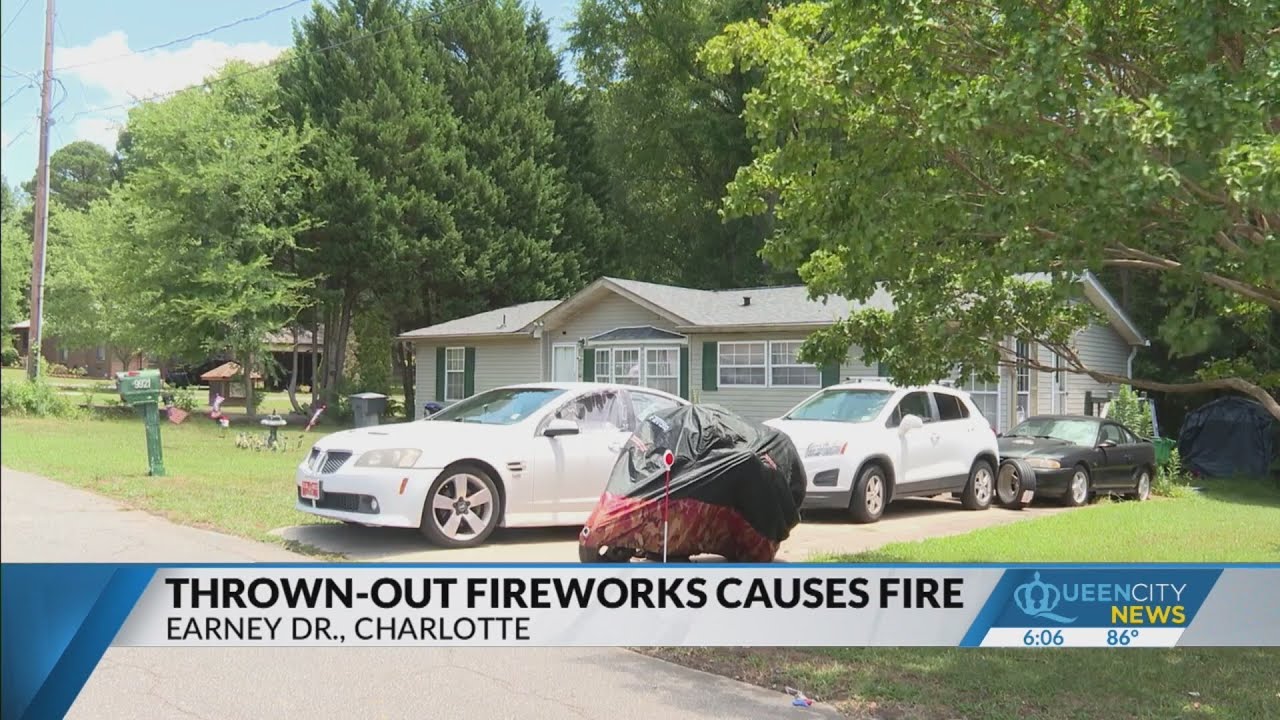 Firework debris causes house fire in NW Charlotte, 4 displaced - YouTube
