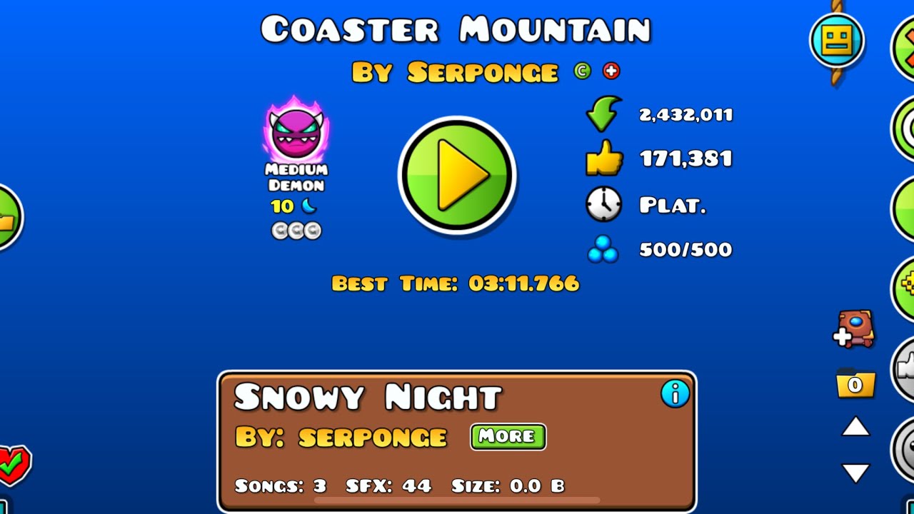 [Geometry Dash] Coaster Mountain - Medium Demon(Platformer) 100% - YouTube