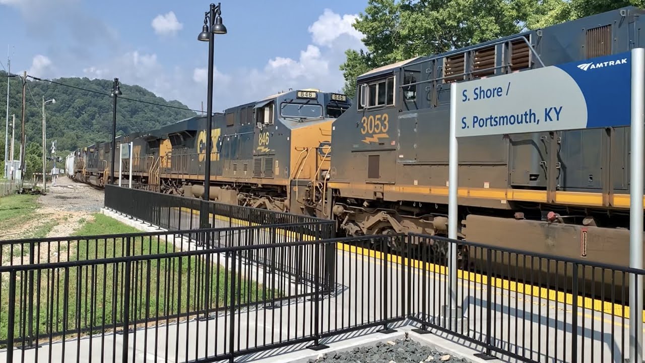 6 Locomotive Train Roars Past New Amtrak Station! BIG Coal Train At ...