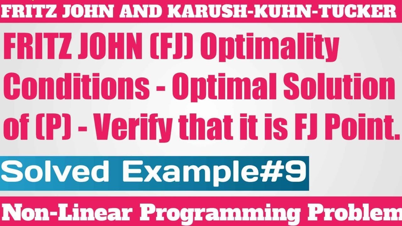25. FRITZ JOHN (FJ) Optimality Conditions - Feasible Point - Local ...