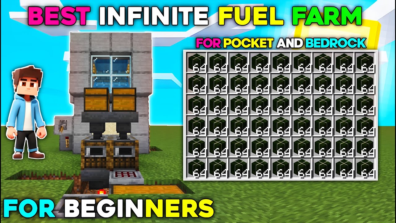ULTIMATE INFINITE FUEL FARM FOR MINECRAFT POCKET & BEDROCK 1.21+ FAST & EASY TUTORIAL FOR ...