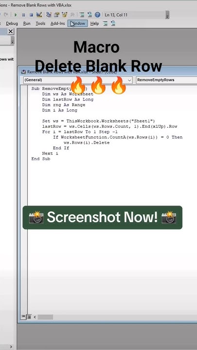 Delete Blank Row With Macro Dashboard Macro Deleteblankrow Advanceexcel Exceltrick