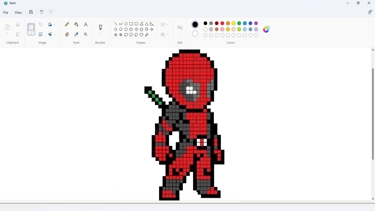 🔴How to draw a pixelated Deadpool in MS Paint | Easy drawing# ...