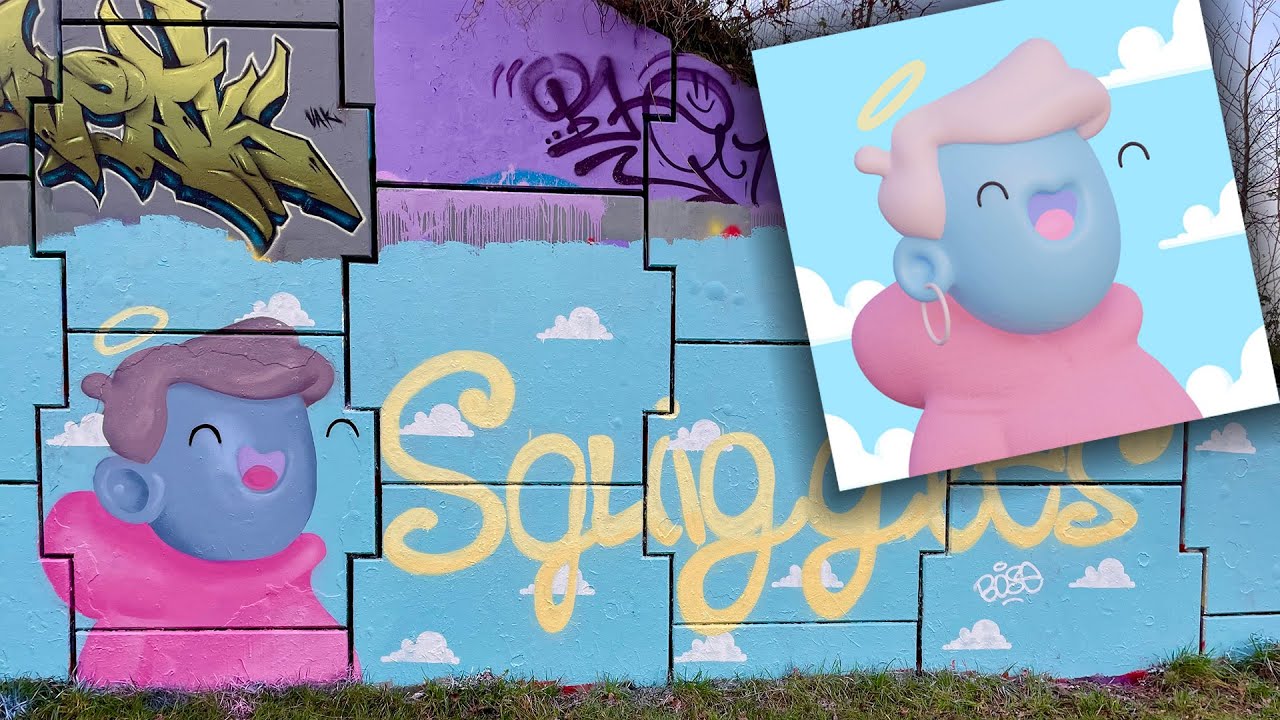 SQUIGGLES NFT - 10 METERS WIDE SQUIGGLES GRAFFITI WALL - YouTube