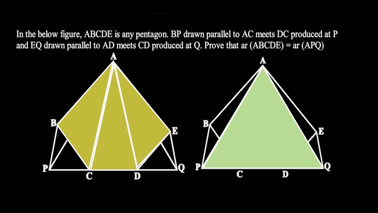 ABCDE is any pentagon.BP drawn parallel to AC meets DC produced at P ...