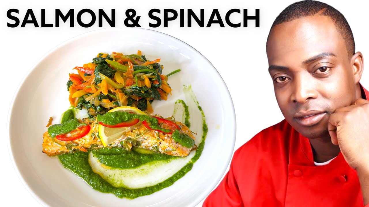 How I make my health dinner Salmon and spinach servant coriander and ...