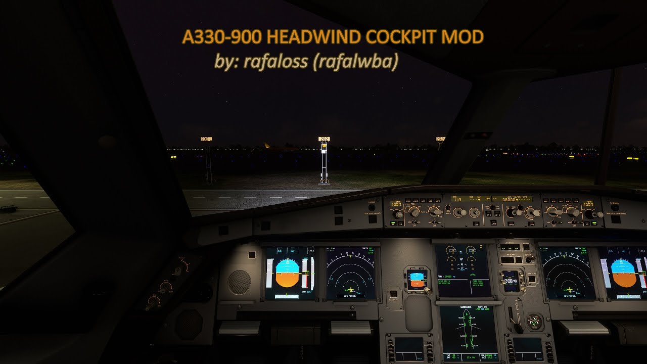 A330-900 Headwind new cockpit textures mod with amber digits and more ...