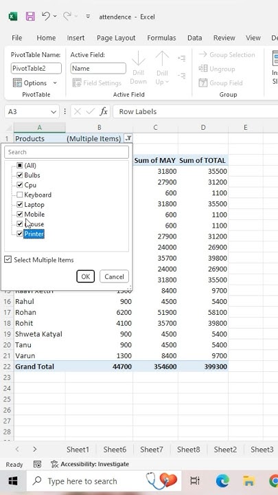Basic Pivot table in excel #shorts #ytviral #ytshorts #excel #exceltips #exceltricks - YouTube