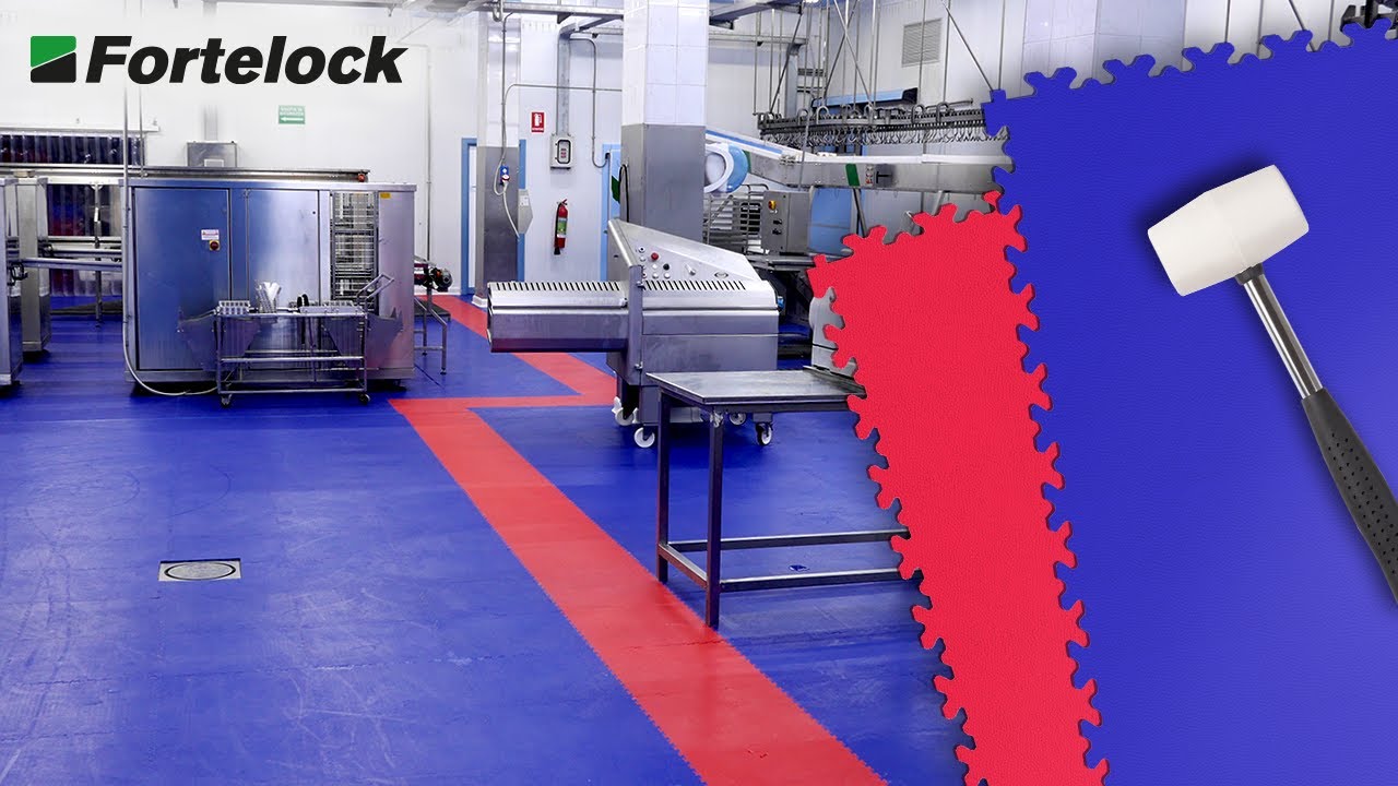 Laying Fortelock tiles with an area of 3.099 sqm in the production hall ...