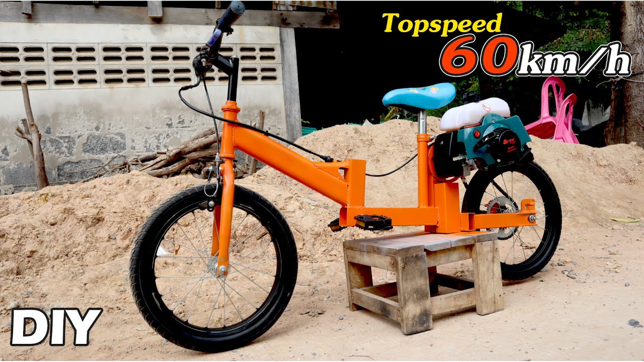 Homemade transformation bicycle to scooter bike 40 2CC. - YouTube
