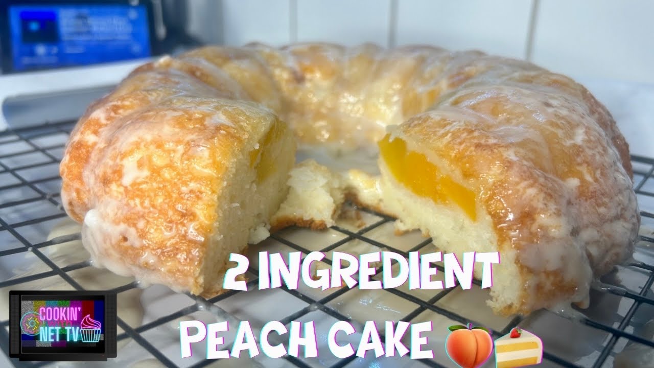 Simple and delicious: 2 ingredient peach cake recipe - YouTube