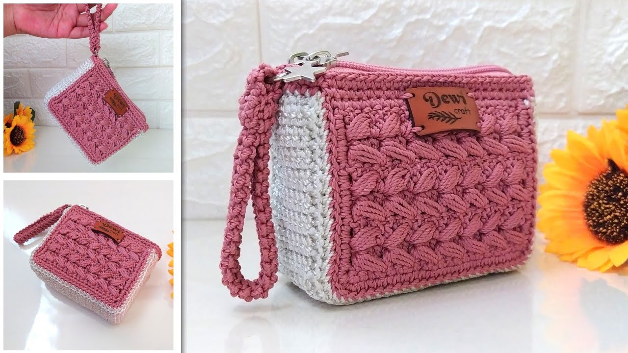 CARA MUDAH & CEPAT MEMBUAT DOMPET RAJUT MINI YANG IMUT & LUCU - YouTube