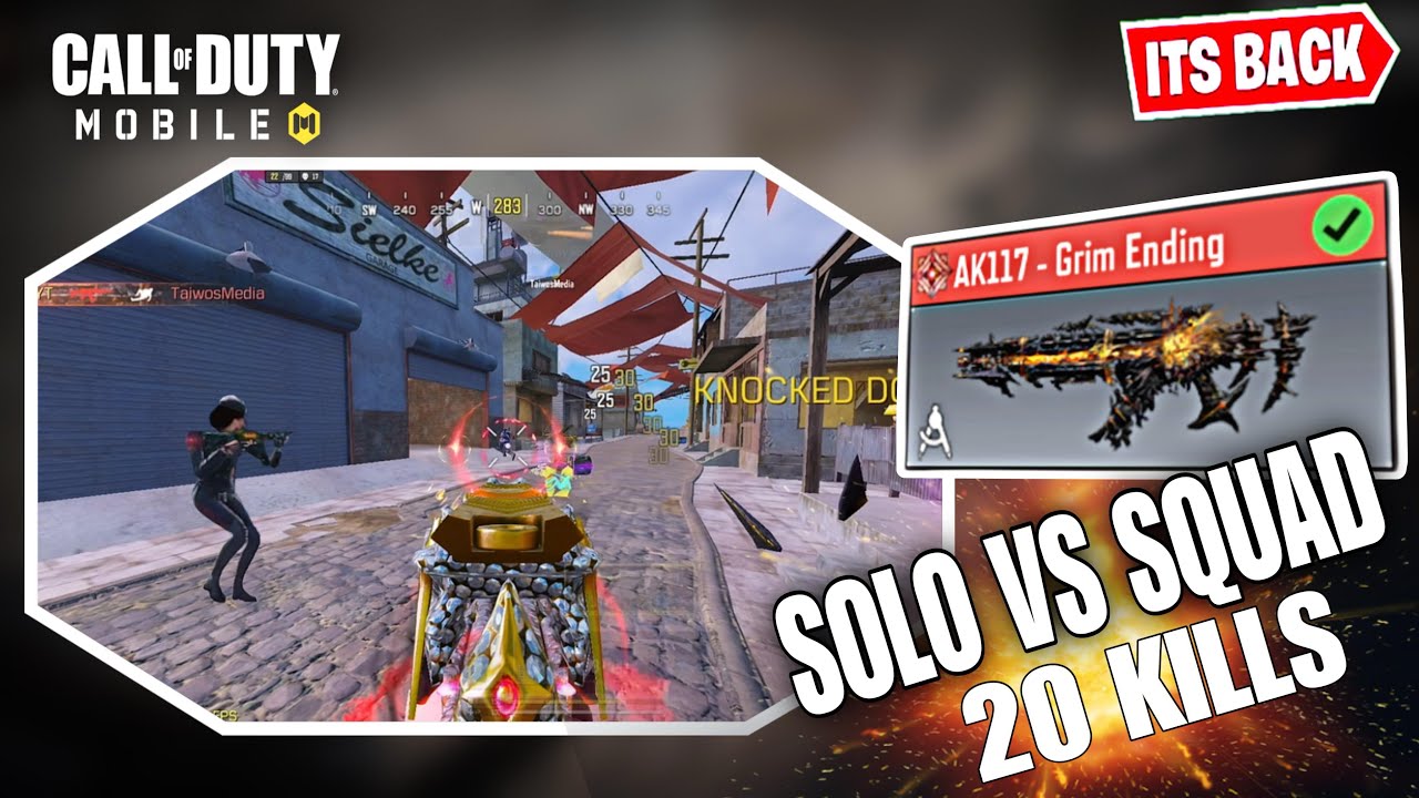 Ak117 Grim ending is back Solo Vs Squad 20 Kills intense gameplay in call of duty mobile be ...