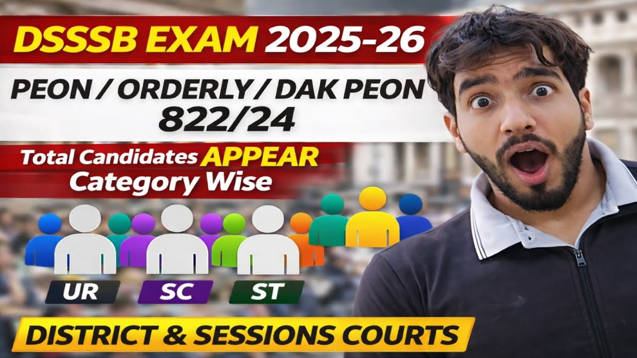 Dsssb Peon/Orderly/Dak Peon 822/24 🔥 Total Candidates Appeared category ...