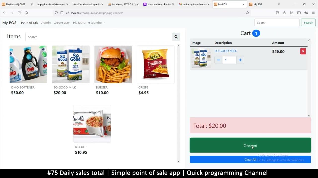 #75 Daily sales total | Simple point of sale app in php & javascript ...