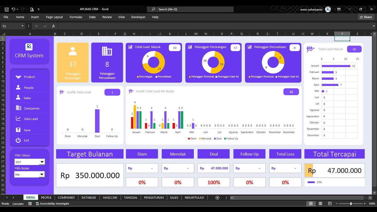 PREVIEW : CRM SYSTEM | CRM SYSTEM EXCEL VBA - YouTube
