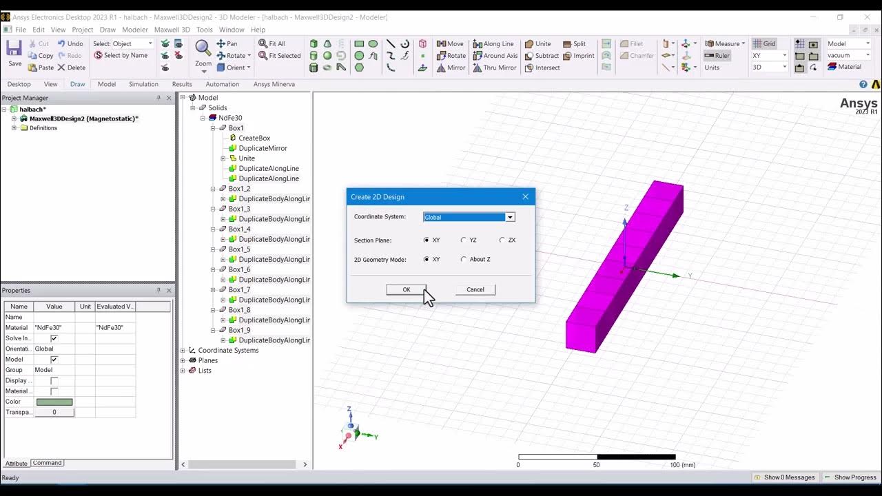 Design a Halbach Linear Ansys Maxwell - YouTube