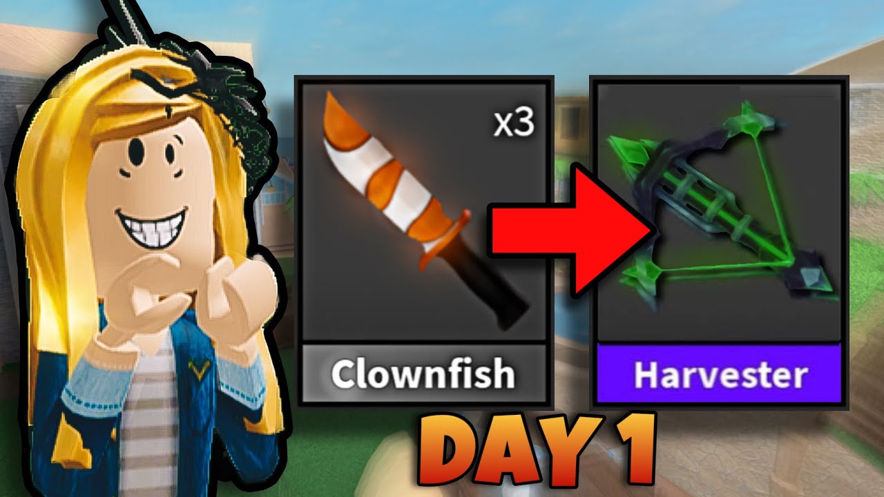 Roblox Mm2 Challenge CLOWNFISH TO HARVESTER (DAY 1) - YouTube