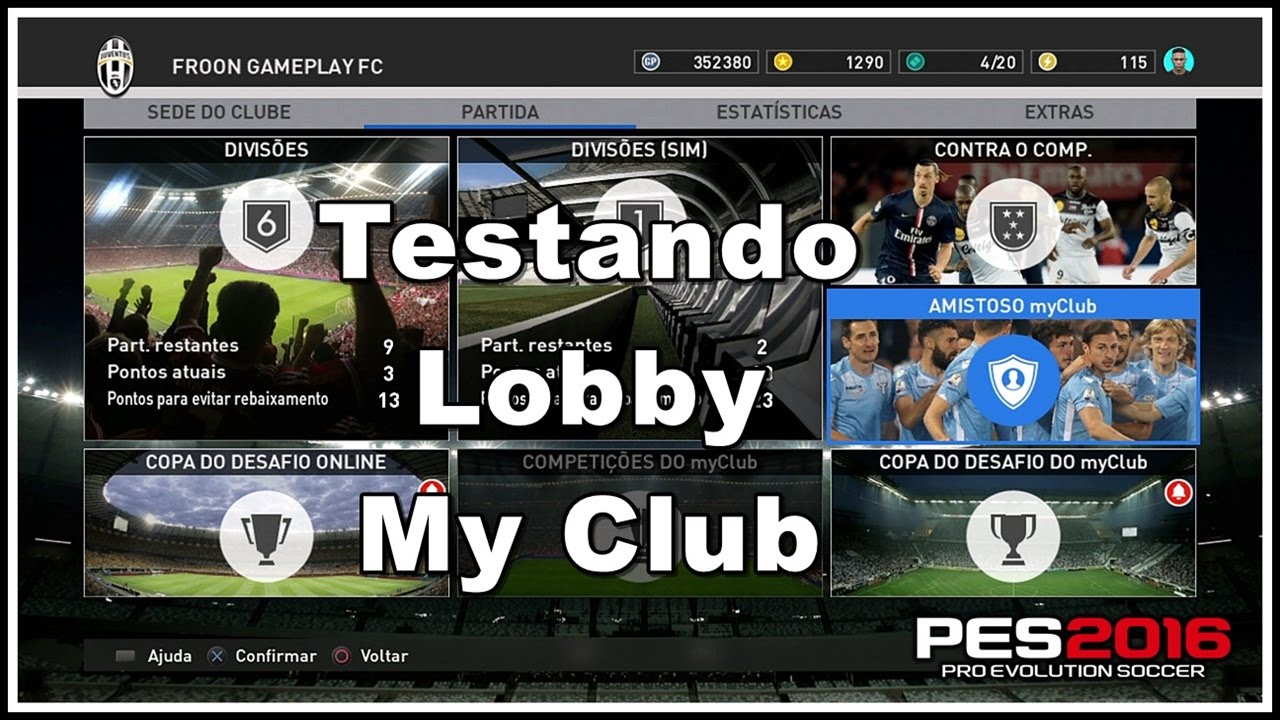 Testando Lobby My Club Pes 2016 - YouTube