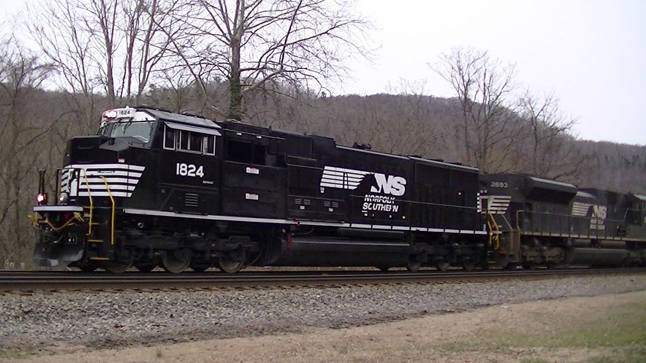 NS 1824 former NS SD70 2534 Leads Hopper Train - YouTube