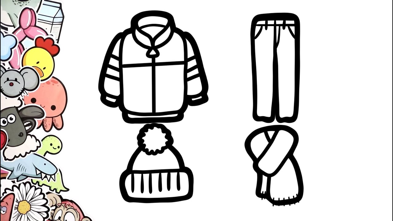 How to draw winter clothes | Drawing, painting, colouring for children ...