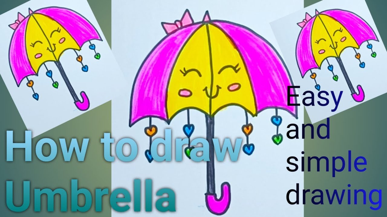 How to draw Umbrella | Easy & Simple Drawing & Coloring tutorial for ...