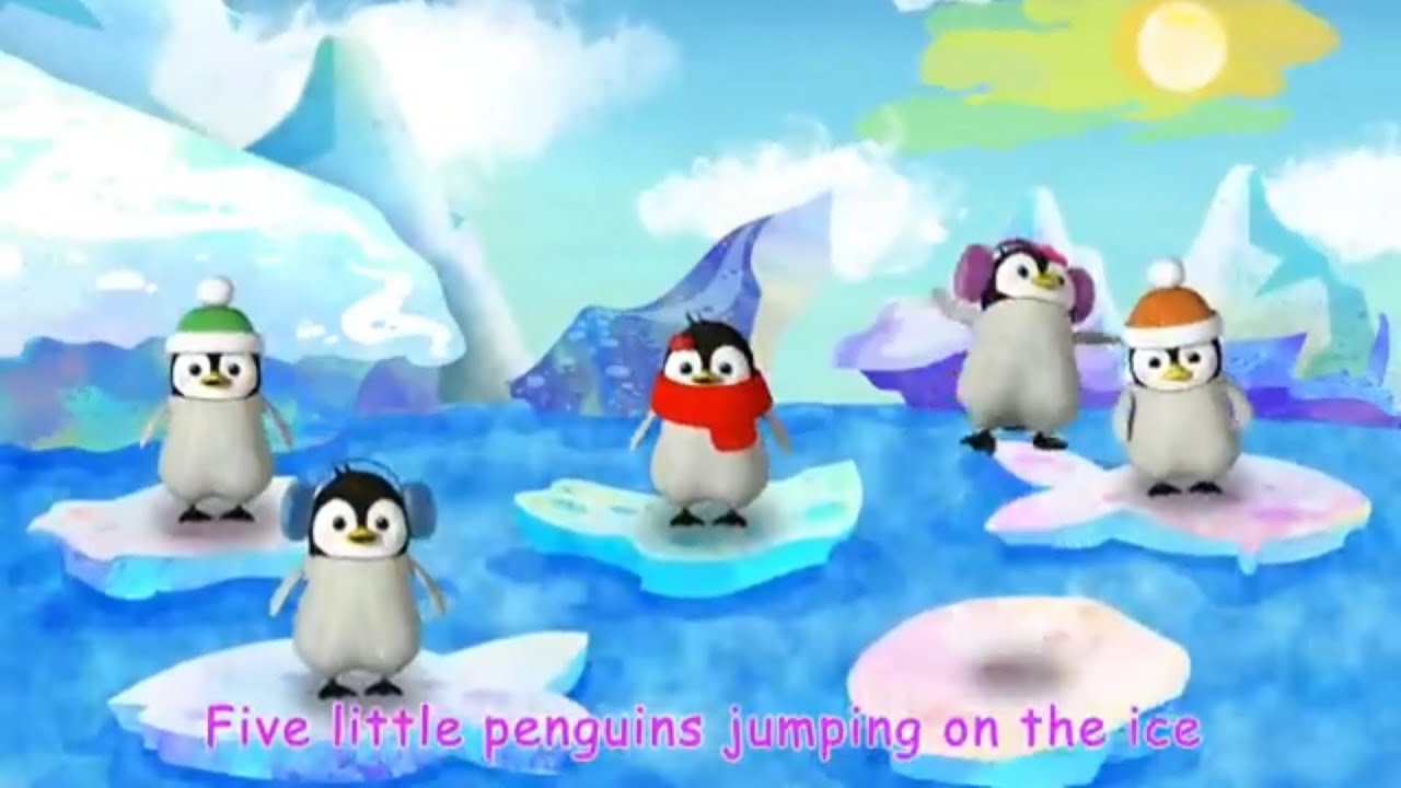 Five Little Penguin Jumping on The Ice//Sponsored by Gamavision Csupo ...