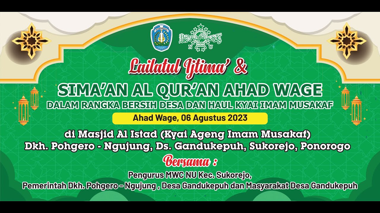 🔴 [ LIVE ] SESI PAGI - SIMA'AN AL-QUR'AN AHAD WAGE MWCNU KEC. SUKOREJO ...