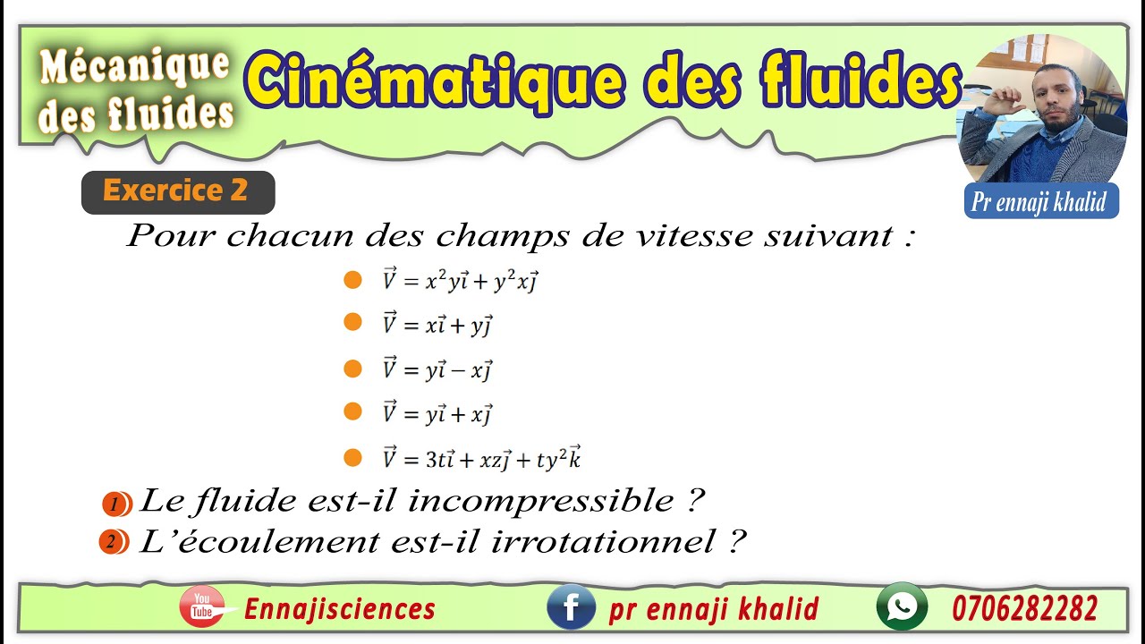 Cinématique des fluides fluide incompressible écoulement irrotationnel ...