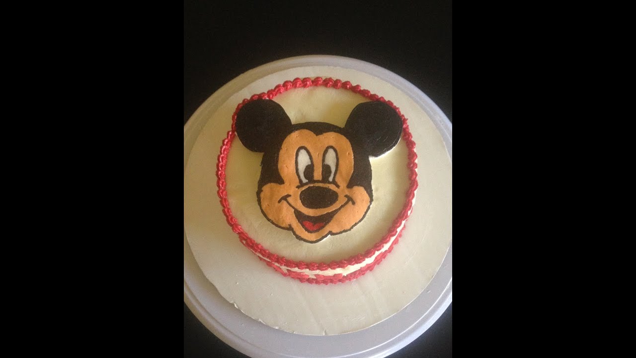 Mickey Mouse cake (with frozen butter cream transfer technique) - YouTube